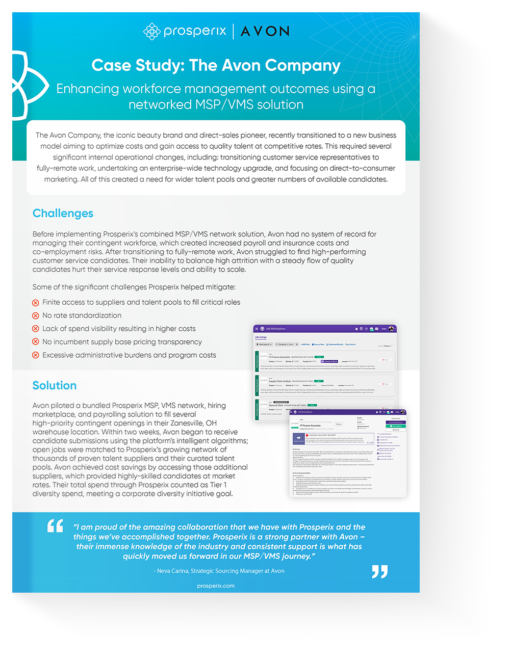 Avon MSP VMS Case Study - Prosperix | Workforce Innovation Solutions